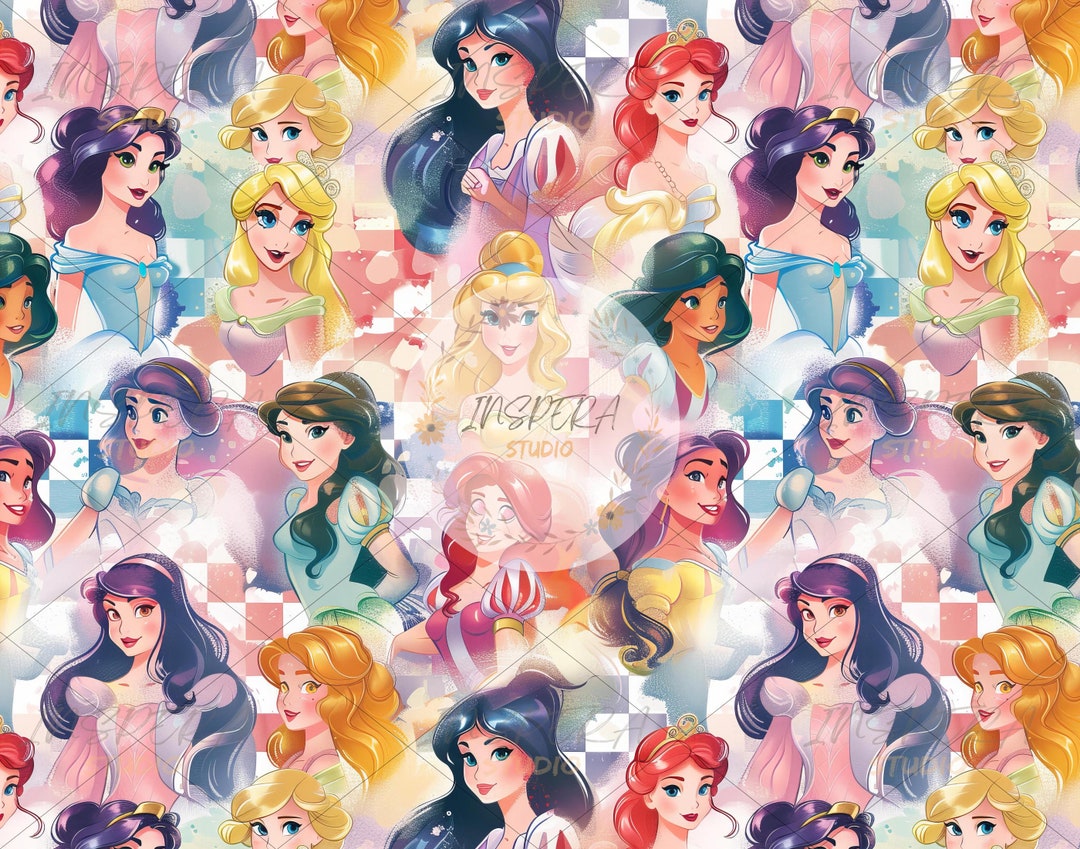 Watercolor Princess Design Seamless Pattern, Princess Digital Seamless ...