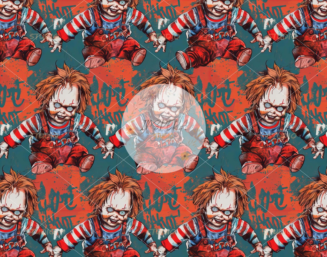 Horror Baby Chucky Movie Seamless Pattern, Horror Digital Paper, Fabric ...