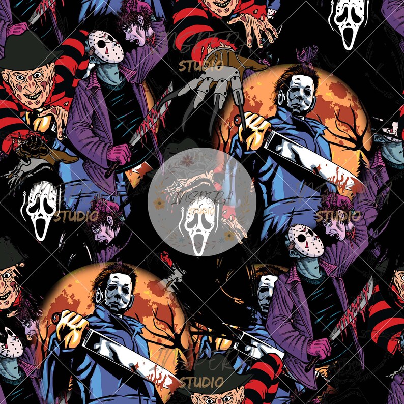 Horror Movie Halloween Digital Seamless File, Instant Download - Etsy