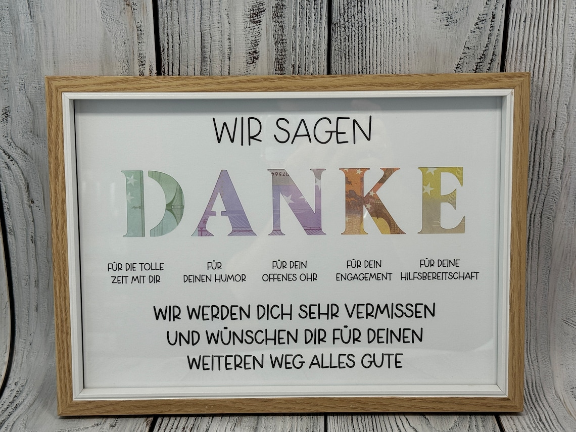 Abschiedsgeschenk Kollegin oder Kollegen mit oder ohne Bilderrahmen ...