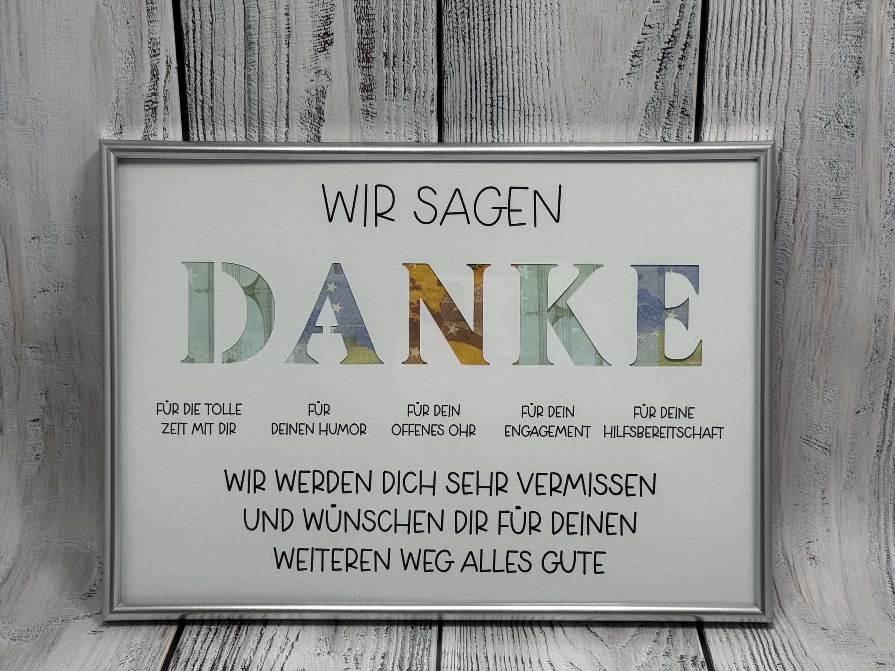 Abschiedsgeschenk Kollegin oder Kollegen mit oder ohne Bilderrahmen ...