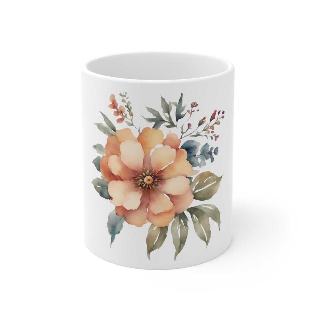 Vintage Watercolor Flower Ceramic Coffee Mug 11oz - Etsy