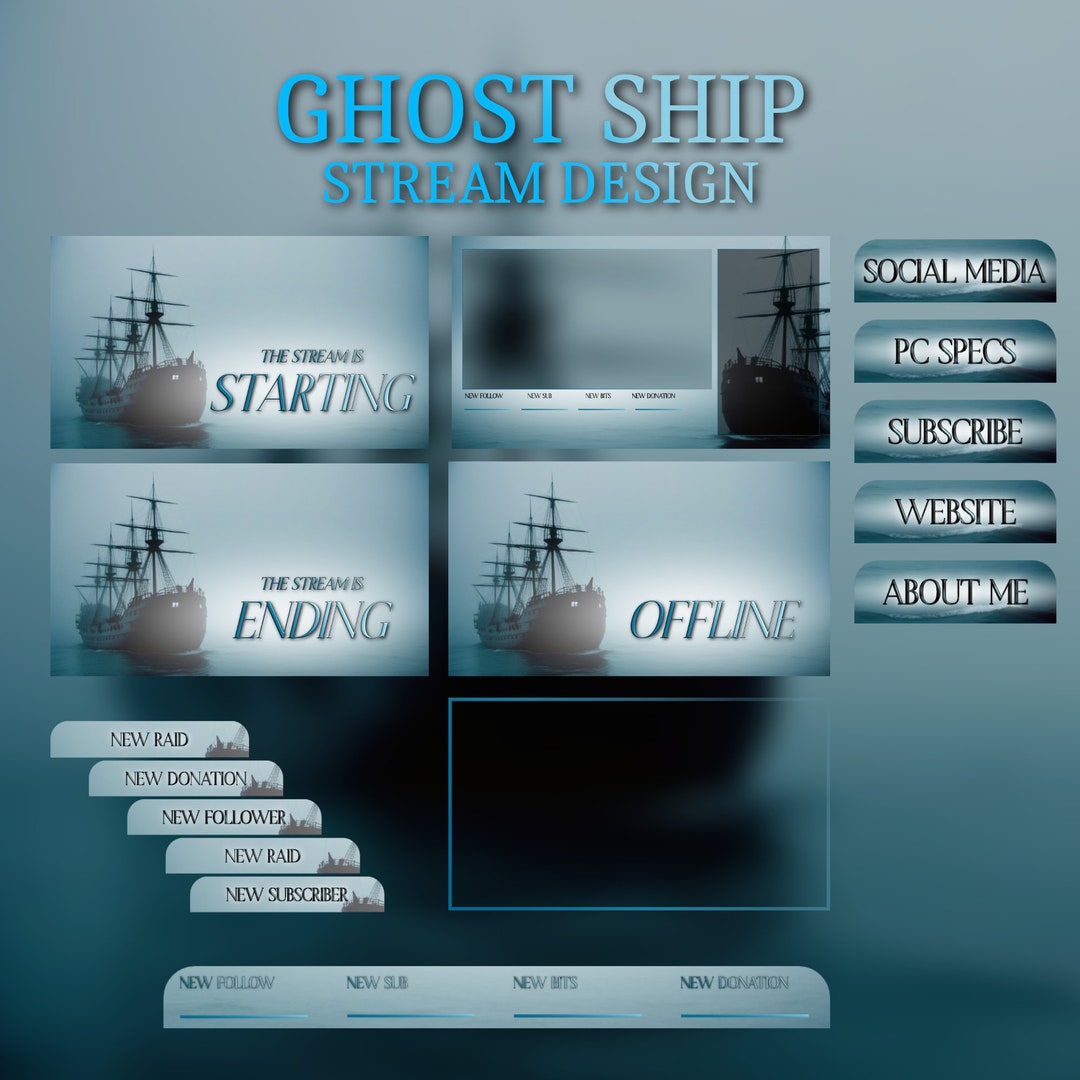Ghost Ship Streaming Overlay Package | 5 Overlays, Webcam Frames, 23 ...