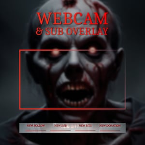 Horror Zombie Streaming Overlay Package | 5 Overlays, Webcam Frames, 23 ...