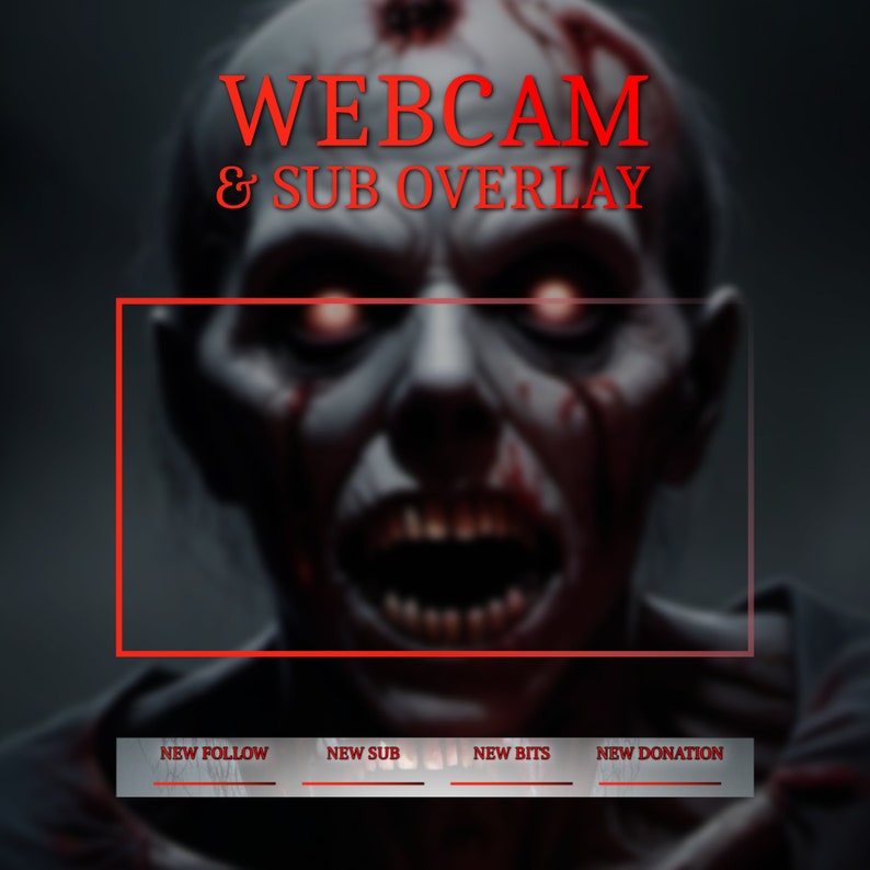 Horror Zombie Streaming Overlay Package | 5 Overlays, Webcam Frames, 23 ...