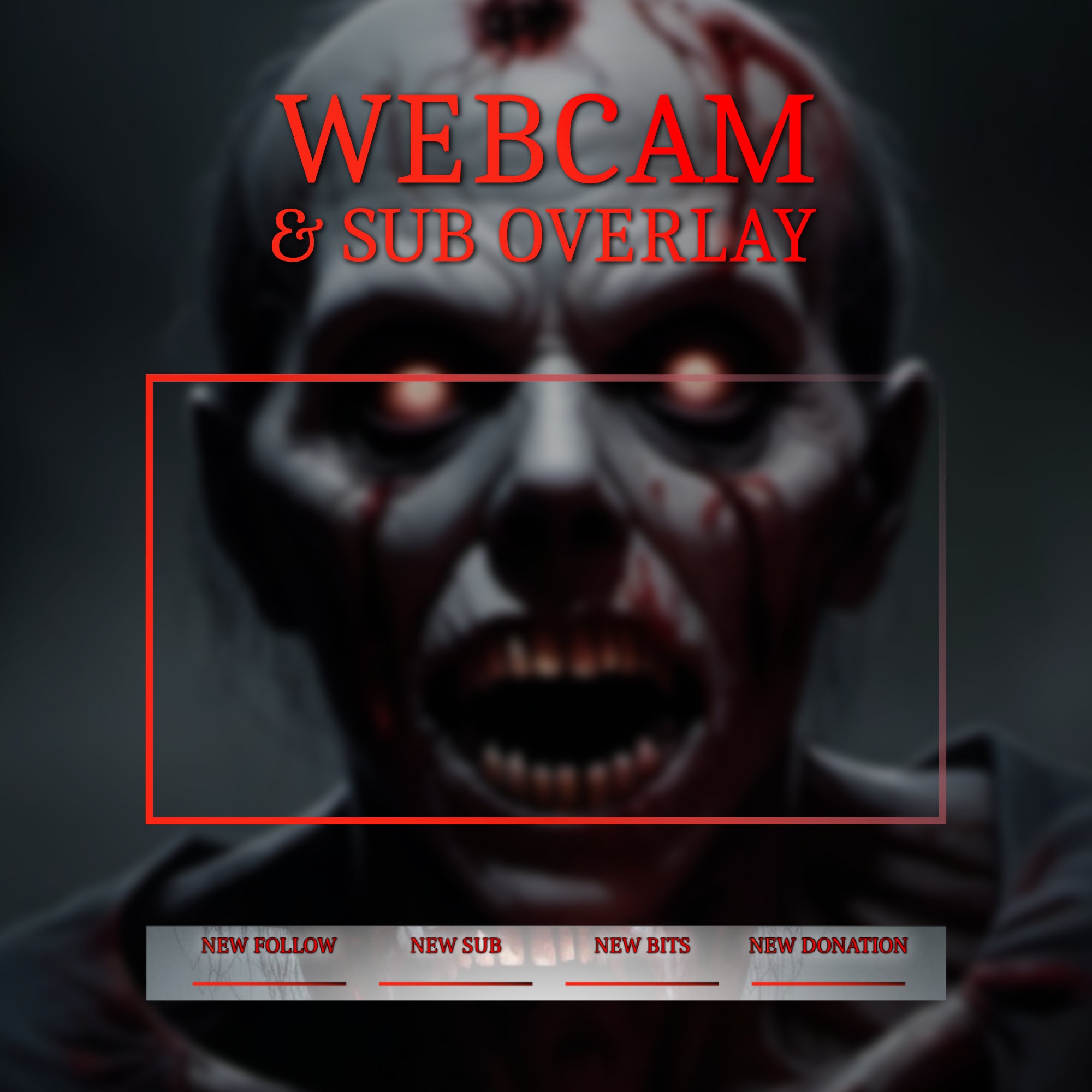 Horror Zombie Streaming Overlay Package | 5 Overlays, Webcam Frames, 23 Panels, Alerts, | OBS ...