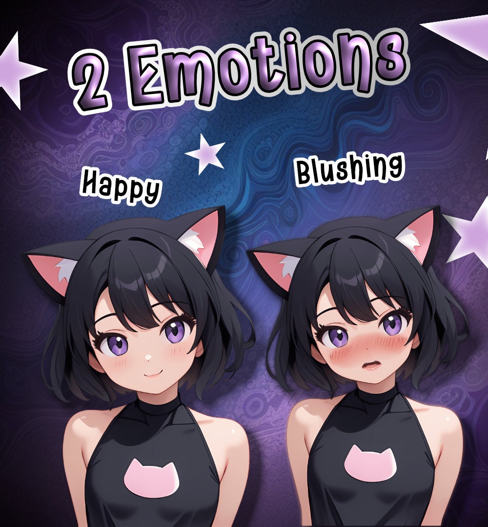 PNG Tuber Model | Kitty Girl | Cat Girl| Kitten | Neko | 2 Expressions ...