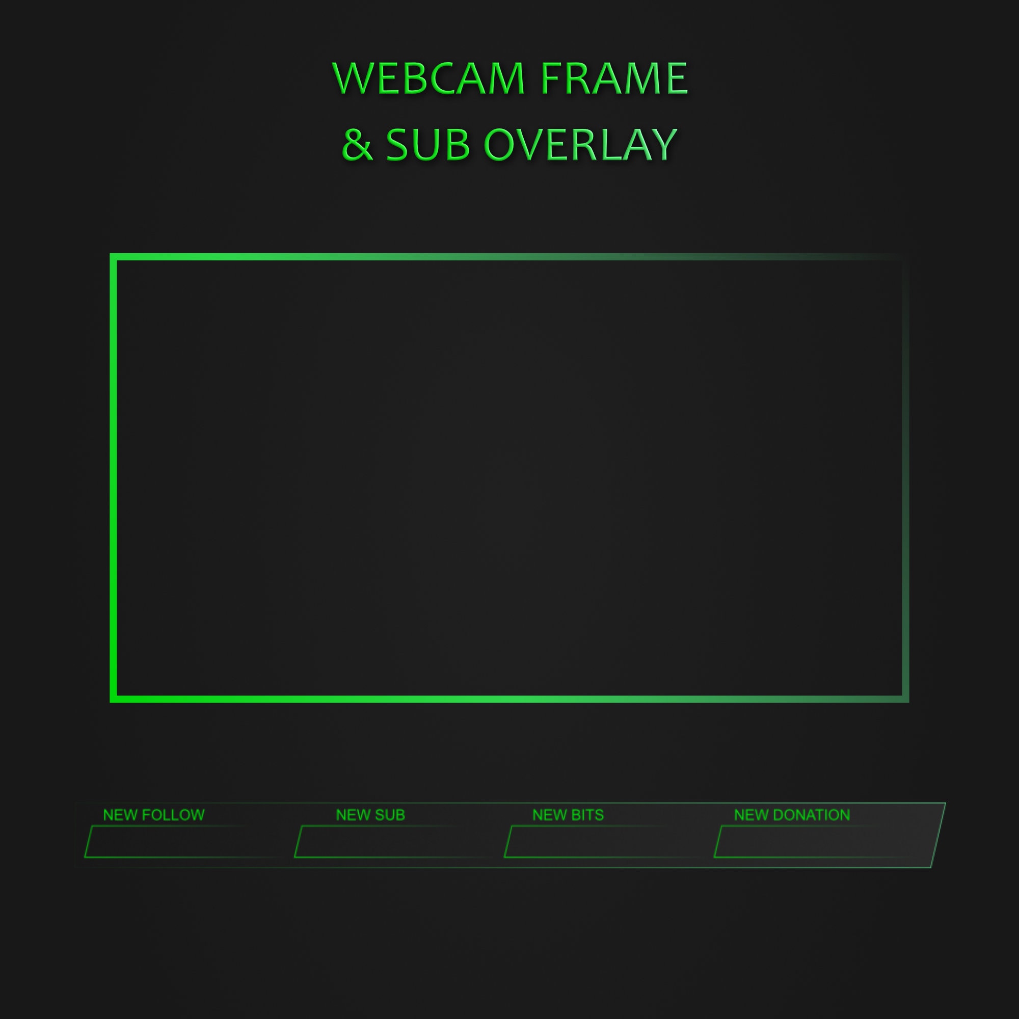 Clean Green Streaming Overlay Package 5 Overlays, Webcam Frames, 23 ...