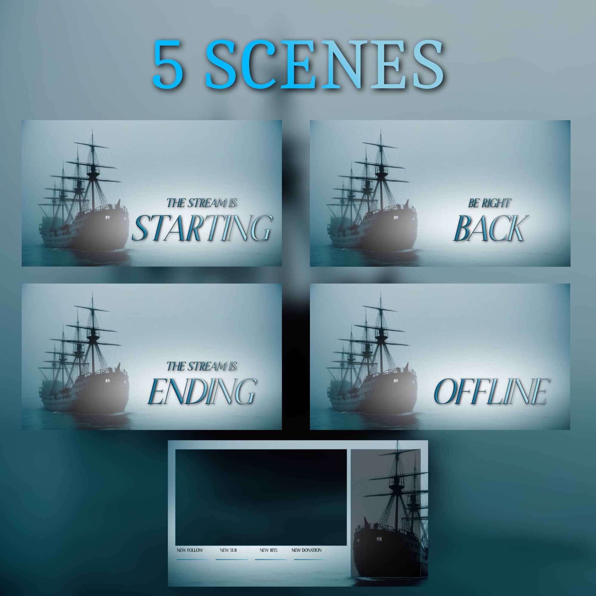 Ghost Ship Streaming Overlay Package 5 Overlays, Webcam Frames, 23 ...