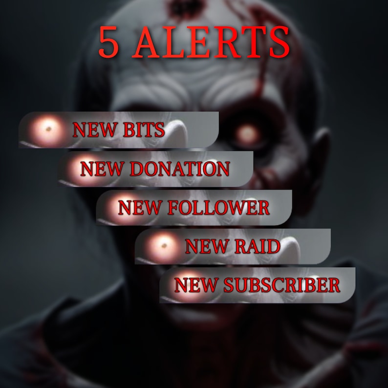 Horror Zombie Streaming Overlay Package | 5 Overlays, Webcam Frames, 23 ...