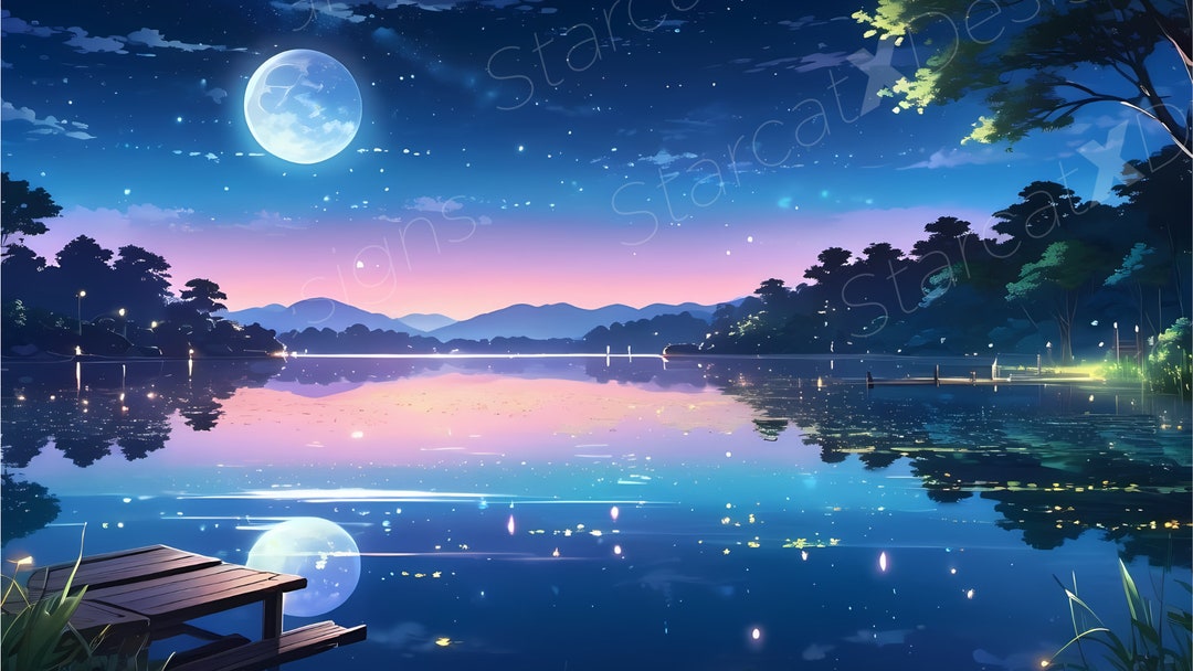 Starry Night at the Lake - Static Background | Wallpaper | Stream ...