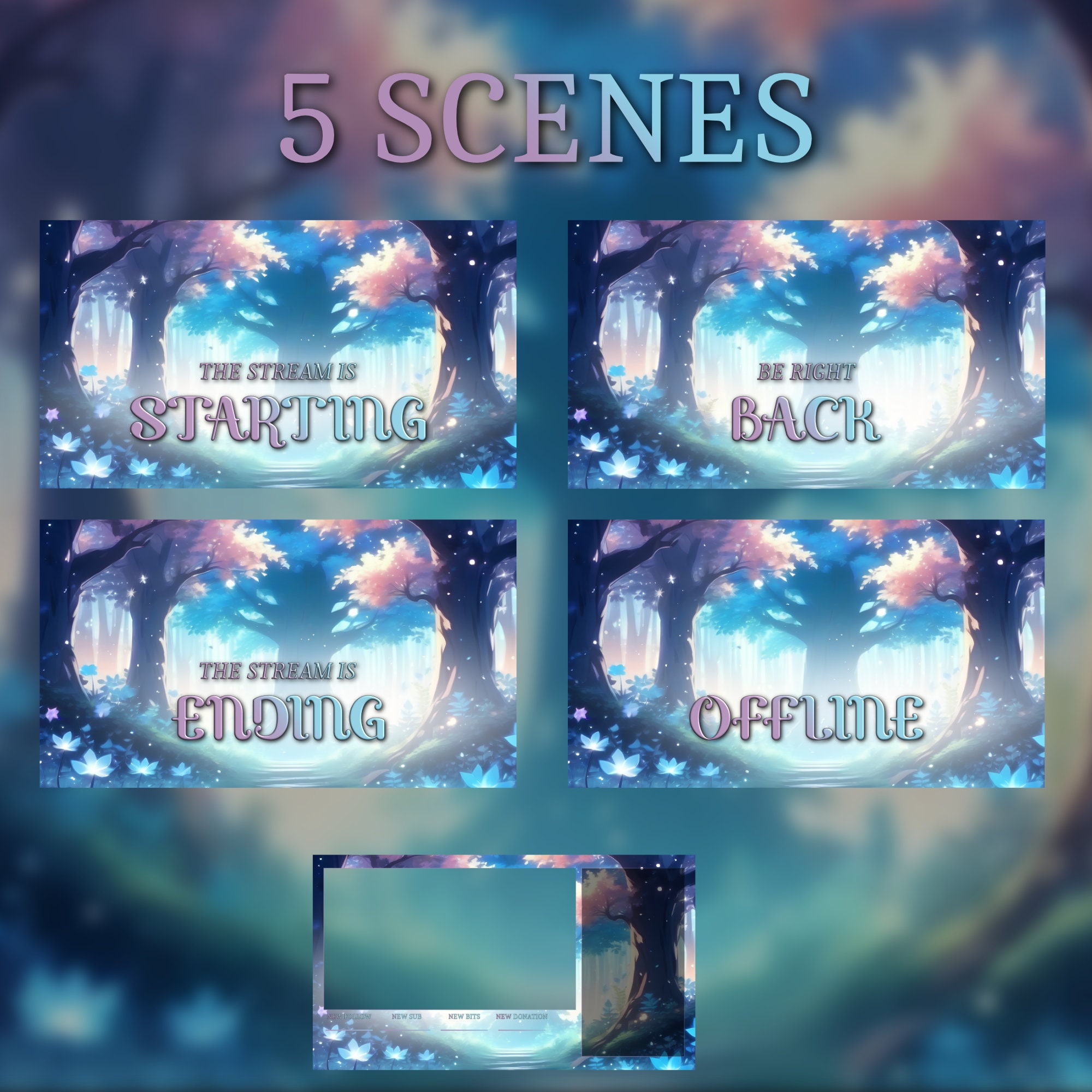 Blue Forest Streaming Overlay Package | 5 Overlays, Webcam Frames, 23 ...