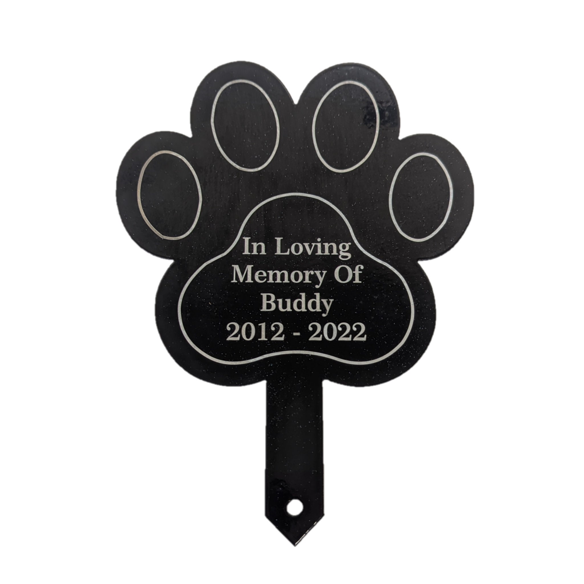 Personalised Metal Paw Print Memorial Grave Marker Waterproof, Hard ...