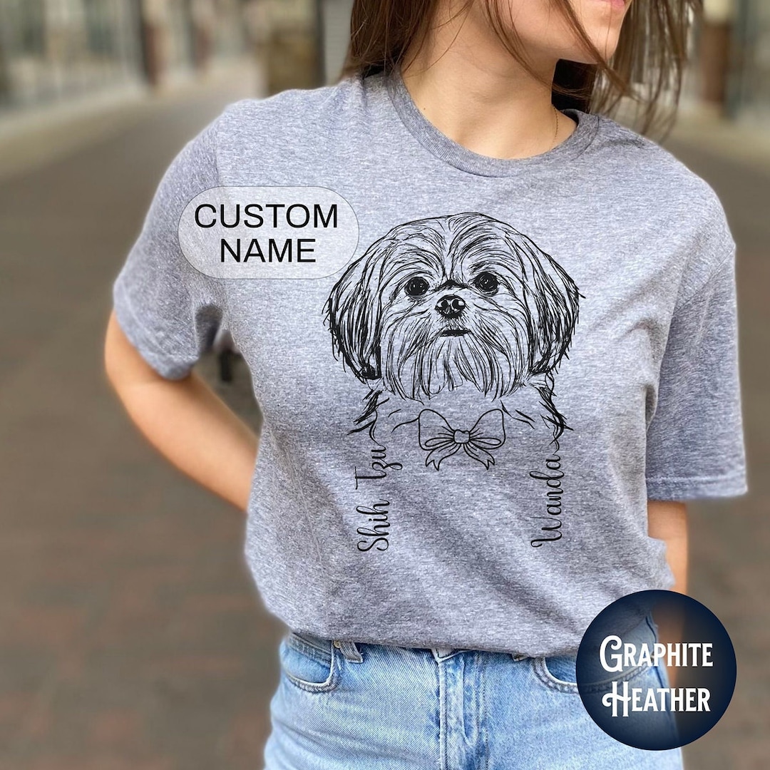 Custom Shih Tzu Shirt, Personalized Dog Line Art Shirt, Pet Tshirt ...