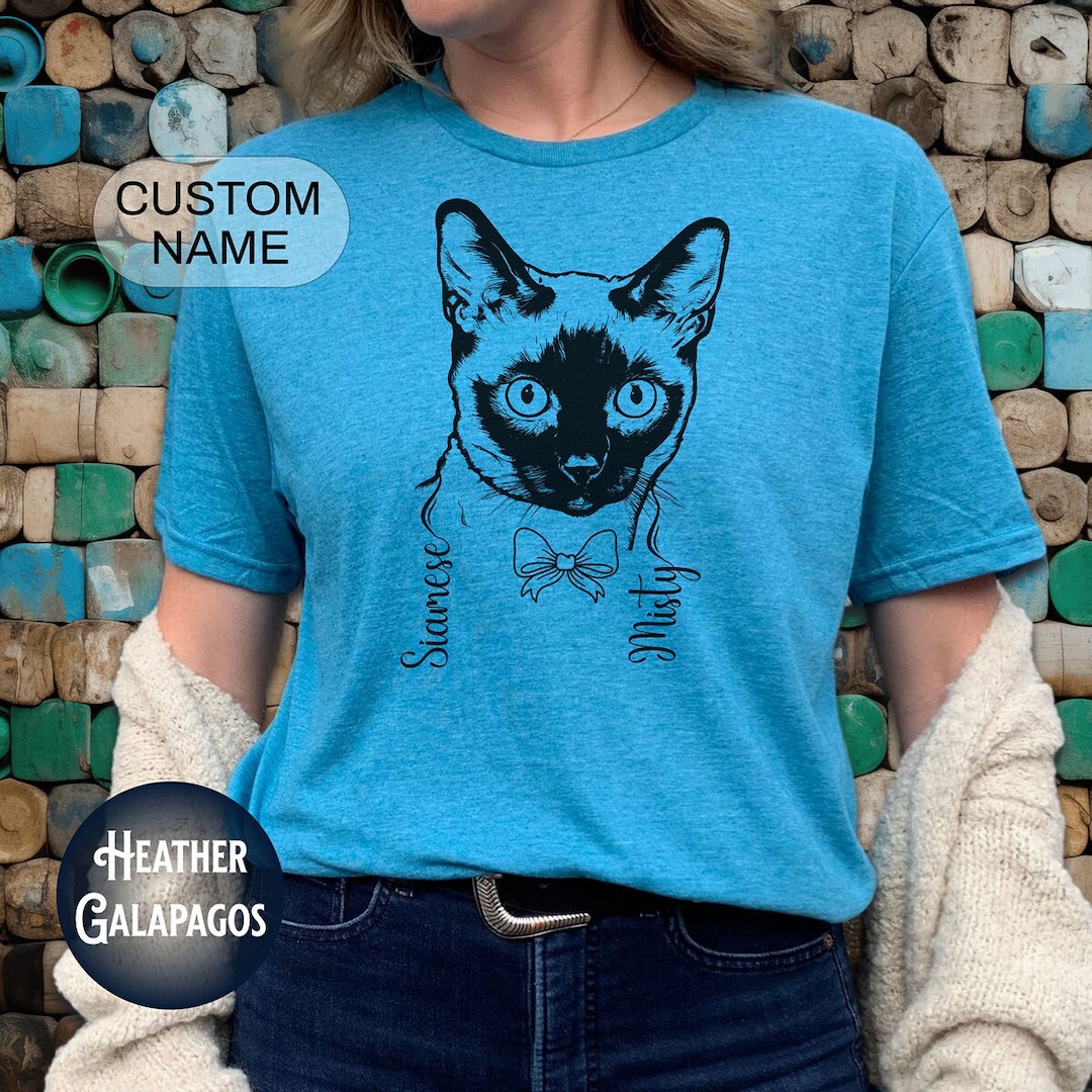 Custom Siamese Cat Shirt, Personalized Cat Line Art Shirt, Pet Tshirt ...