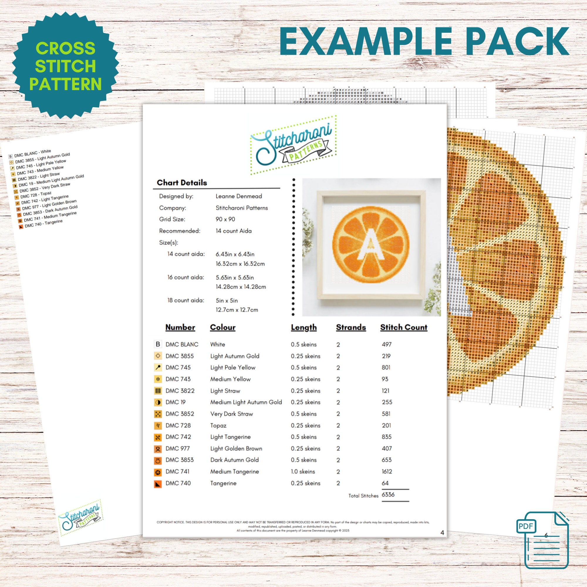 Cross Stitch Pattern, Letter P, Modern Alphabet, Orange Fruity Monogram ...