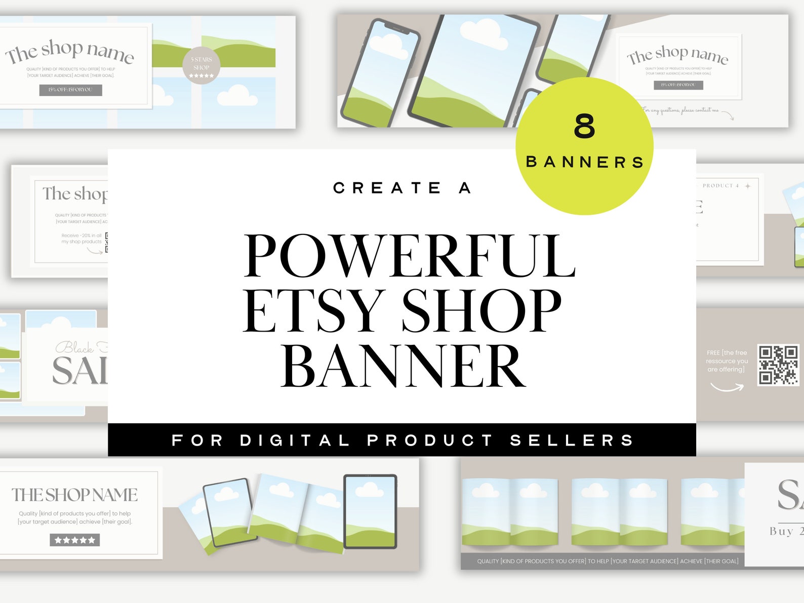 Etsy Banner Template for Digital Product Etsy Sellers: Canva Banners ...