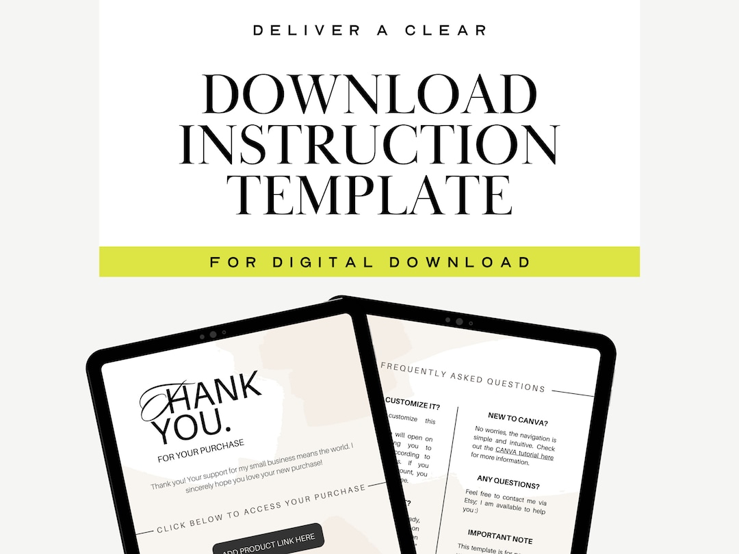 Digital Download Instructions Template to Sell Digital Products on Etsy ...