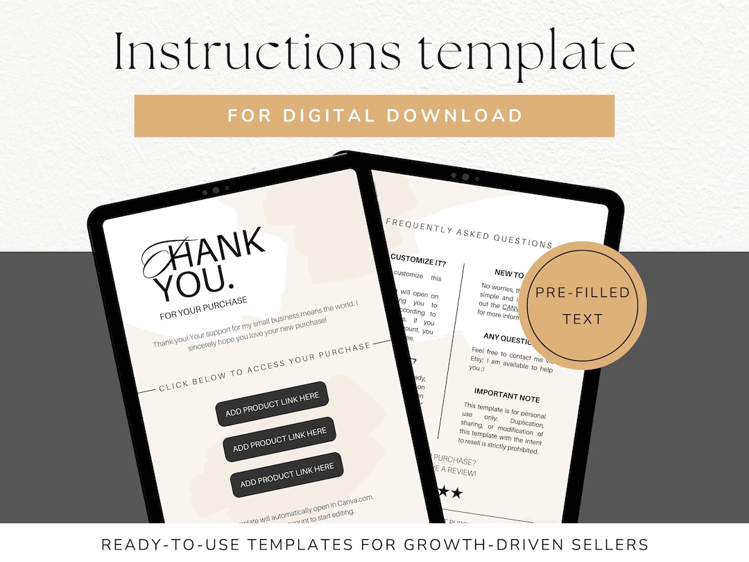 Digital Download Instructions Template to Sell Digital Products on Etsy ...