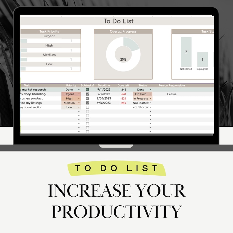 To Do List Excel - Etsy