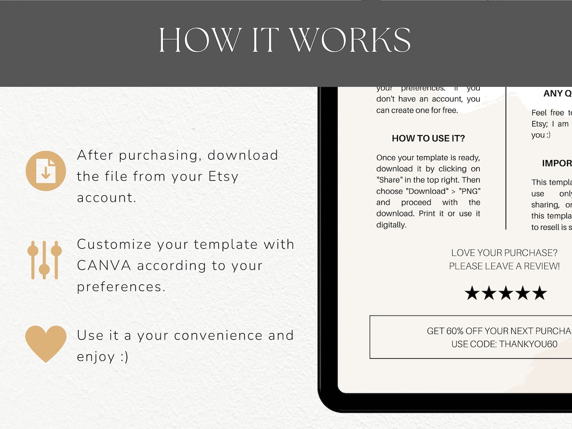 Digital Download Instructions Template to Sell Digital Products on Etsy ...
