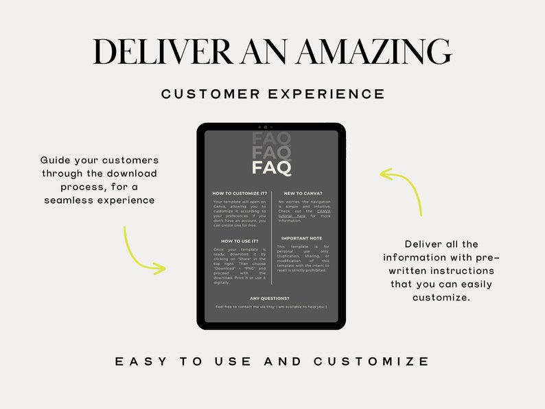 Digital Download Instruction Template, Thank You PDF for Etsy, Product ...