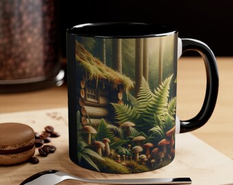 Vintage Cottage Core Mug Forest Ferns & Mushrooms Design Perfect for ...