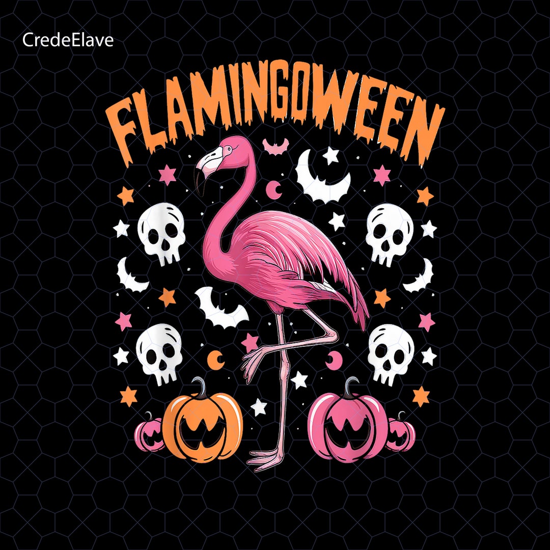 Happy Flamingoween Png, Scary Flamingo Halloween Png, Flamingoween Png ...