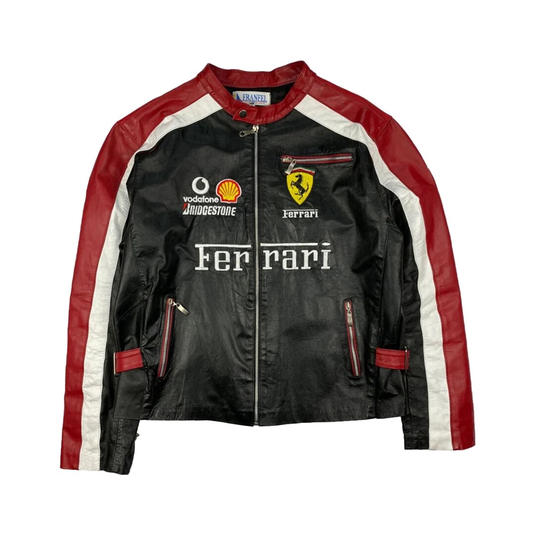 Ferrari Jacket Leather Jacket Men,s Cowhide Leather Formula F1 Real ...