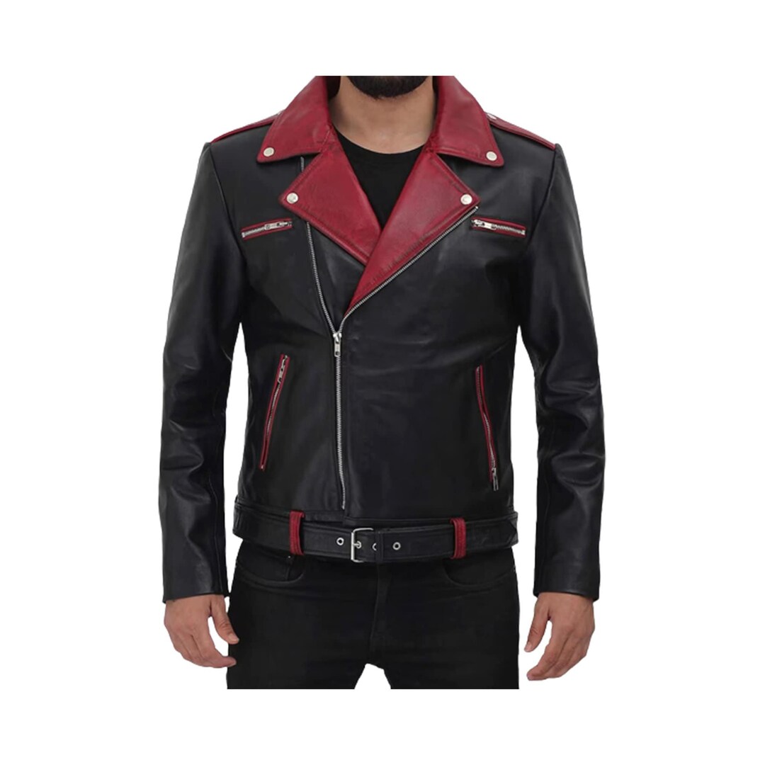 Red and Black Devil Leather Jacket, Black & Red Fashion Leather Jacket ...