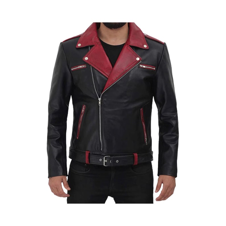 Red and Black Devil Leather Jacket, Black & Red Fashion Leather Jacket, Vampire Leather Jacket ...