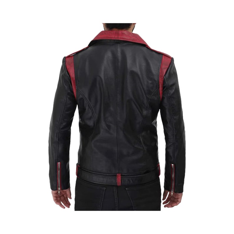 Red and Black Devil Leather Jacket, Black & Red Fashion Leather Jacket, Vampire Leather Jacket ...