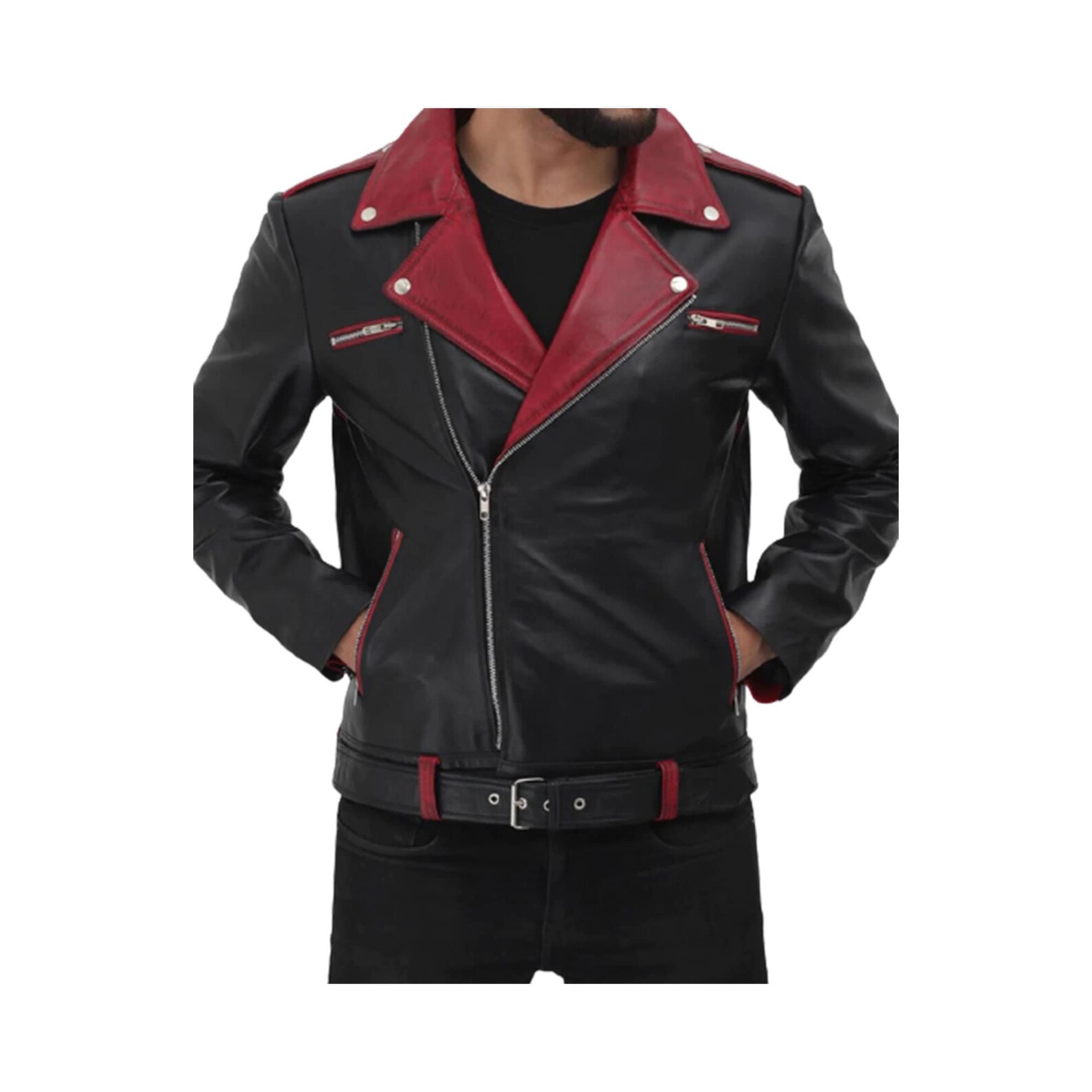 Red and Black Devil Leather Jacket, Black & Red Fashion Leather Jacket ...