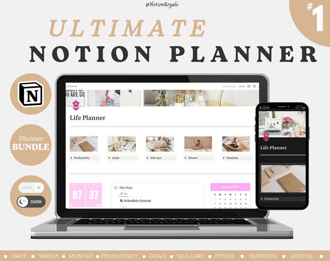 Notion Planner Template All in One Notion Template Notion Dashboard ...