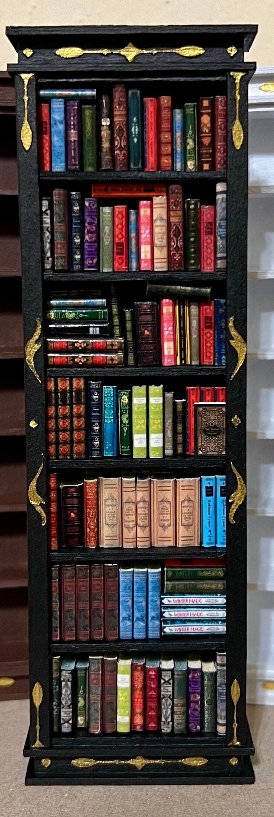 Tiny Bookcase Figurine With Mini Books 1:15 Scale Handcrafted Miniature ...