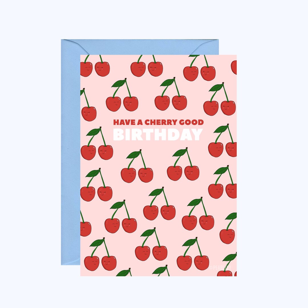 Cherry Birthday Card / Fun Greeting Cards / Gift for Him / Gift for Her ...