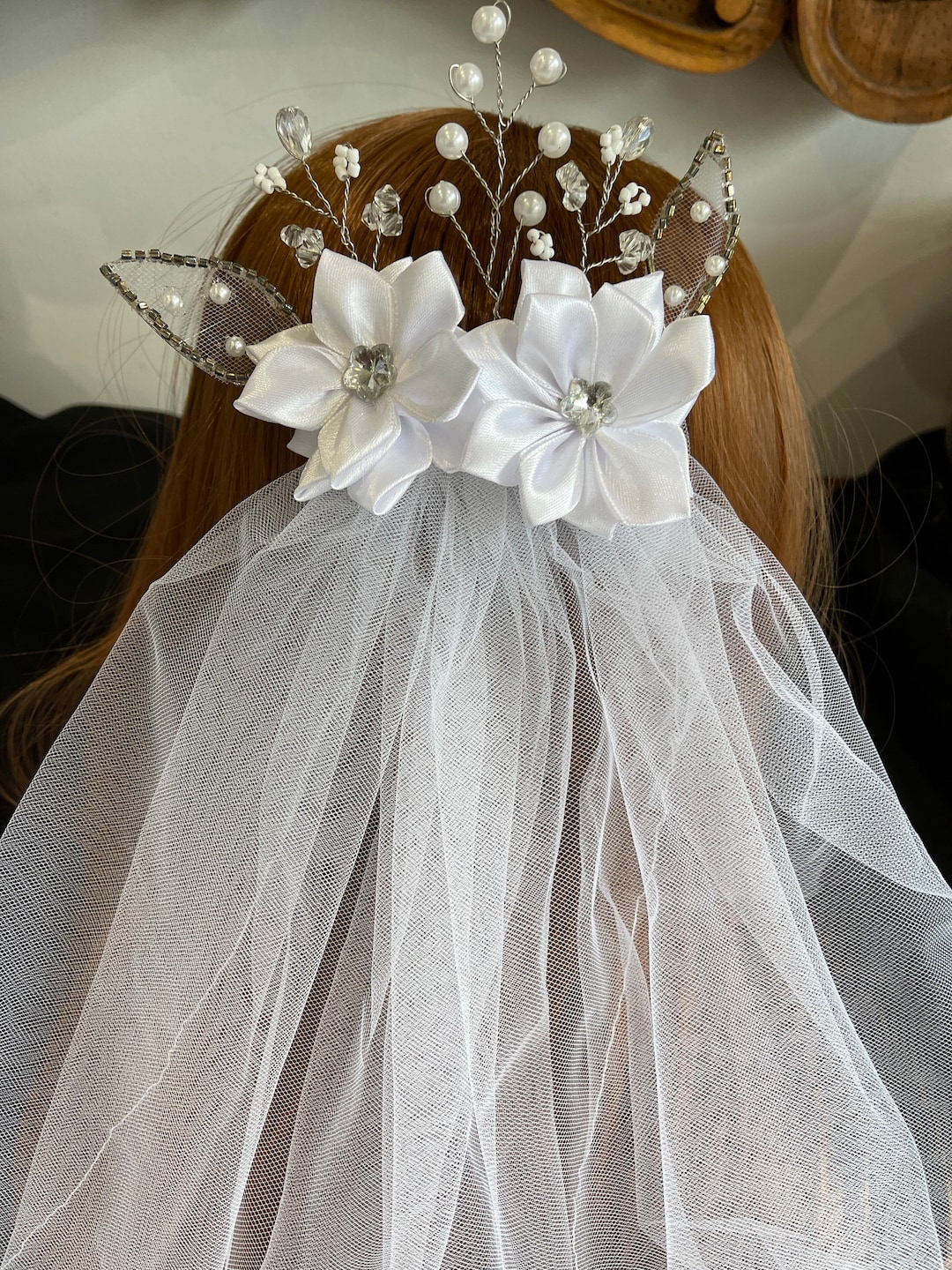 Holy Communion Veil,holy Communion Wreath, Holy Communion Tiara, White ...