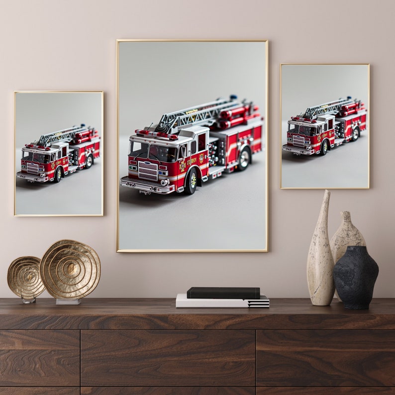 Fire Truck Art Prints for Boys Toddler Room Decoration Wall Décor Fire ...