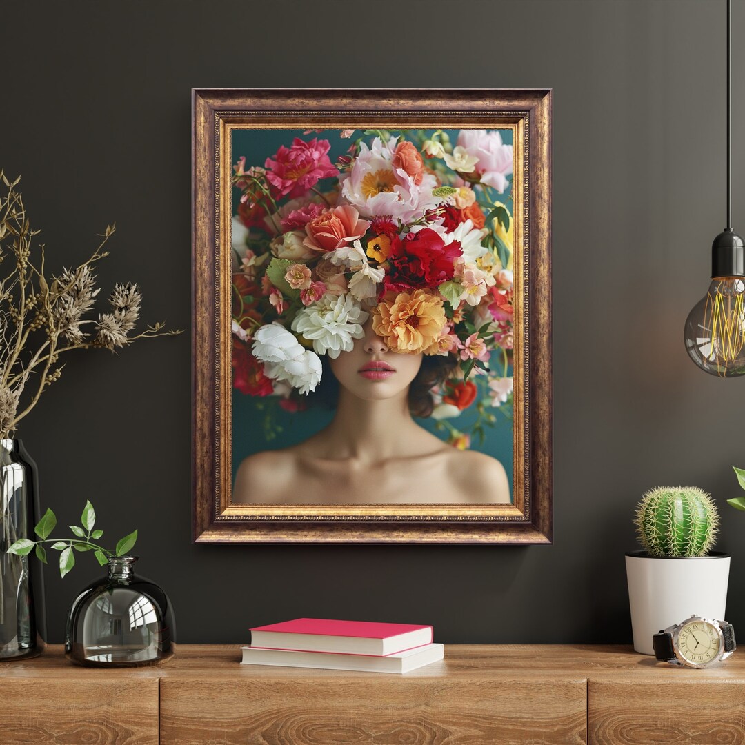 Floral Head Woman Canvas International Women's Day Gift Woman With ...