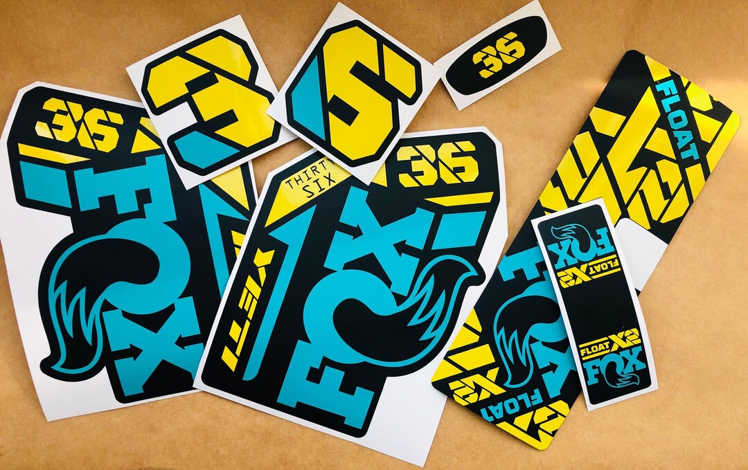 Custom Fox 36 Factory & Float X2 Decal Kit YETI Edition Turquise/yellow ...