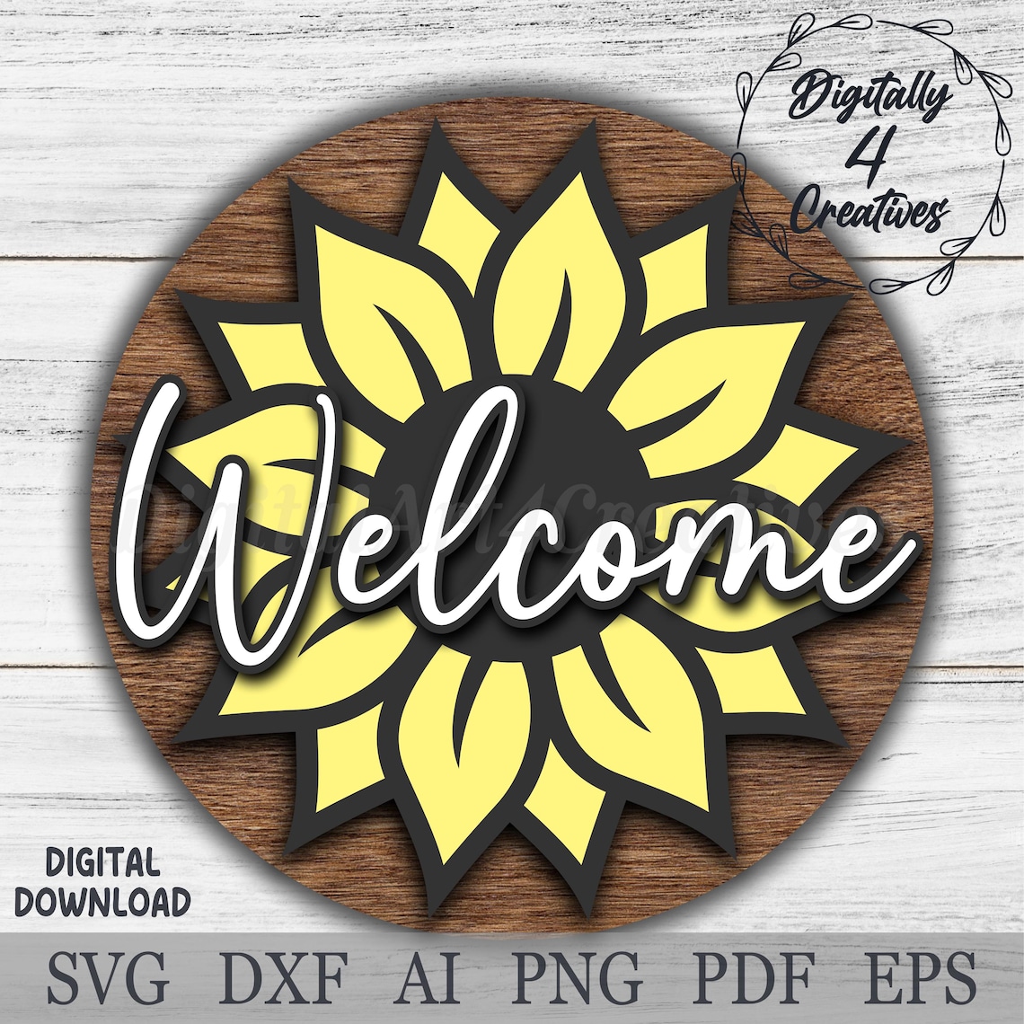 Boho Sunflower Welcome Sign | Laser Cut File | SVG Template | DXF File ...