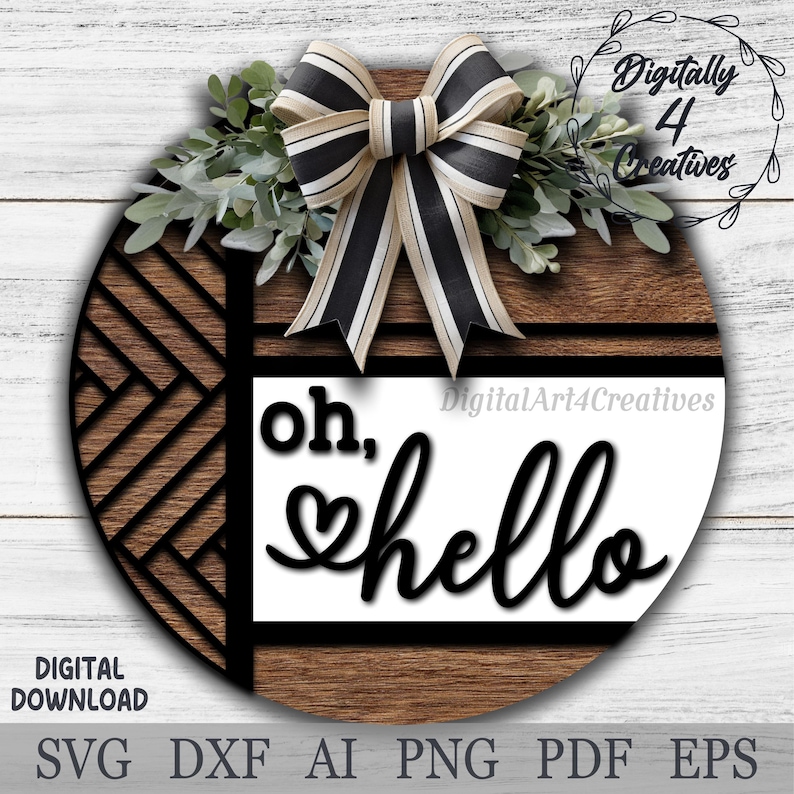 Boho Oh Hello Welcome Sign | Laser Cut File | SVG DXF Template ...