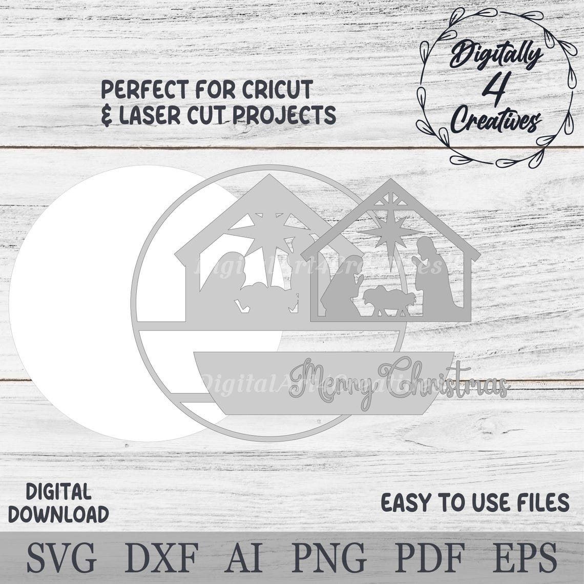 Merry Christmas Welcome Sign Nativity Scene | Laser Cut File SVG DXF ...
