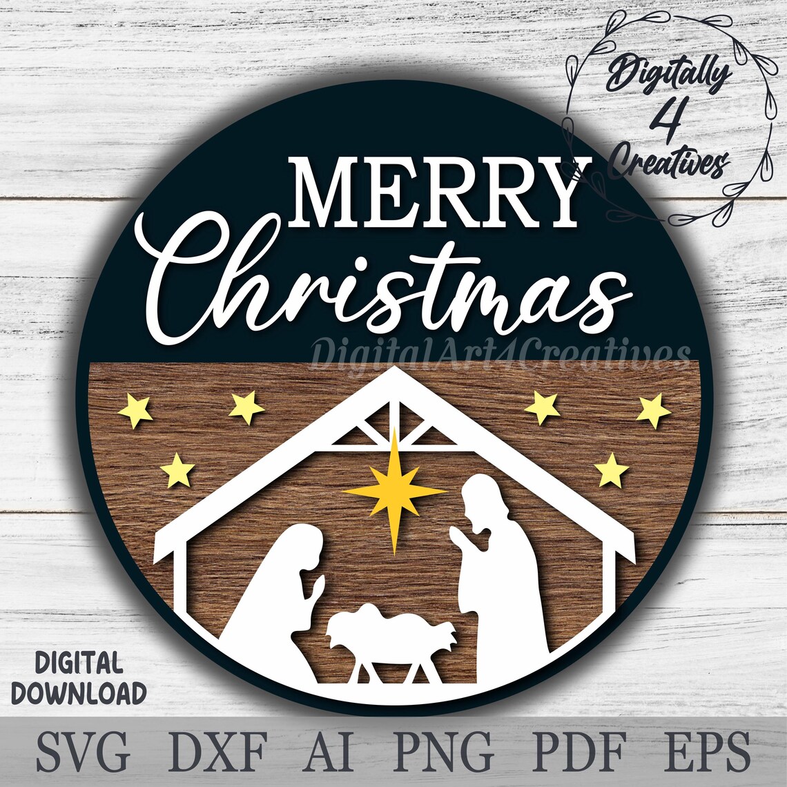 Merry Christmas Welcome Sign Nativity Scene | Laser Cut File SVG DXF ...