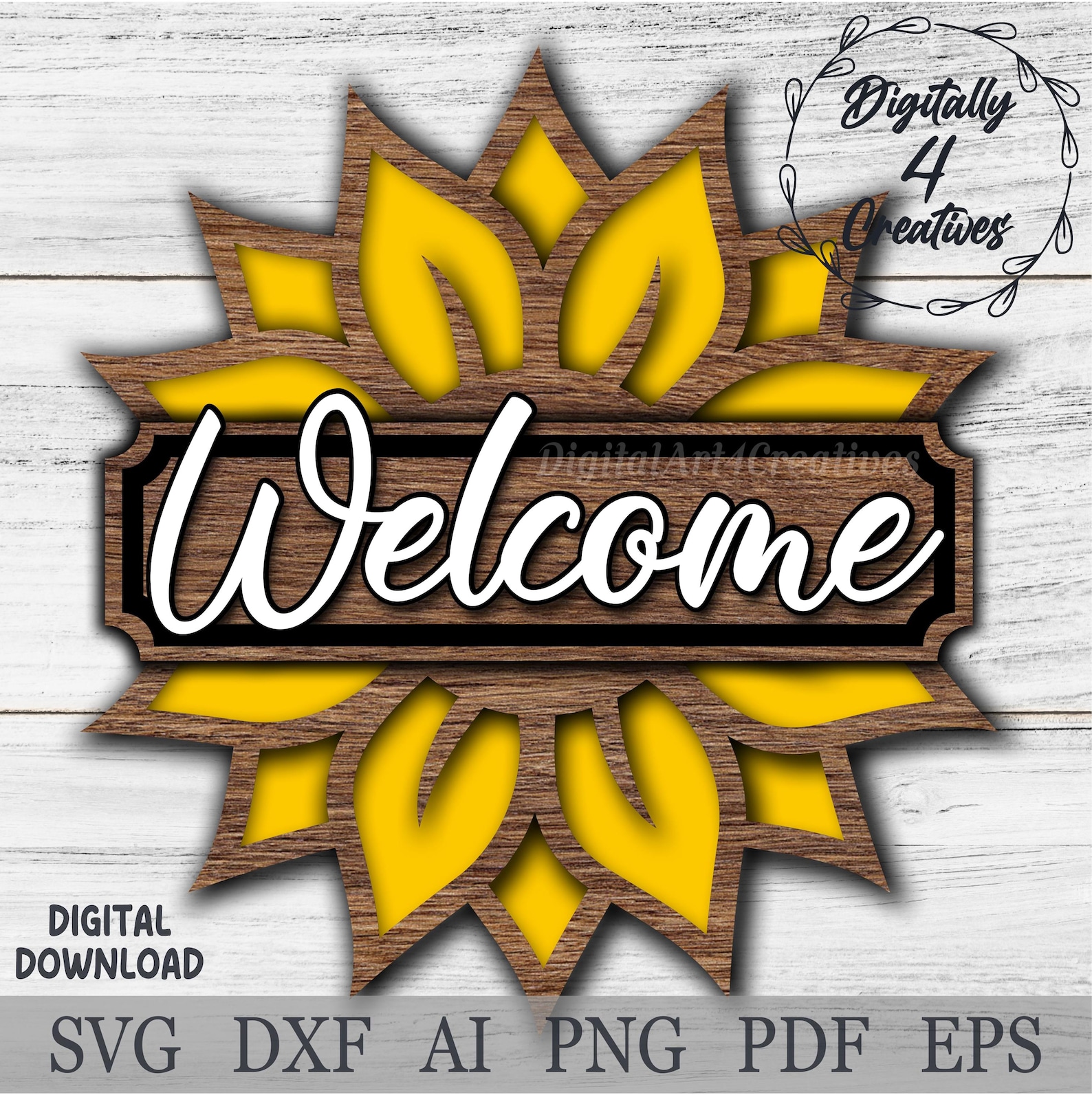 Boho Sunflower Welcome Sign | Laser Cut File | SVG Template | DXF File ...