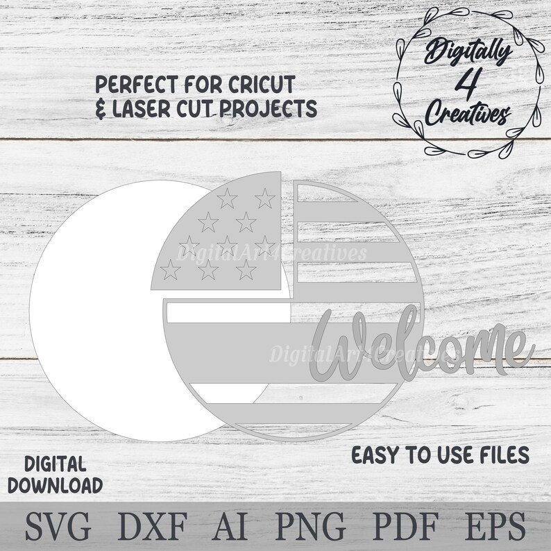 Patriotic Welcome Sign | Laser Cut File | SVG DXF Template | Farmhouse ...