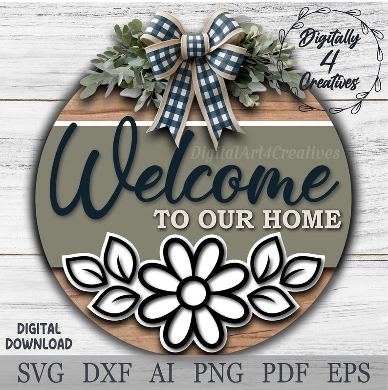 Boho Flower Welcome Sign | Laser Cut File | SVG Template DXF File ...