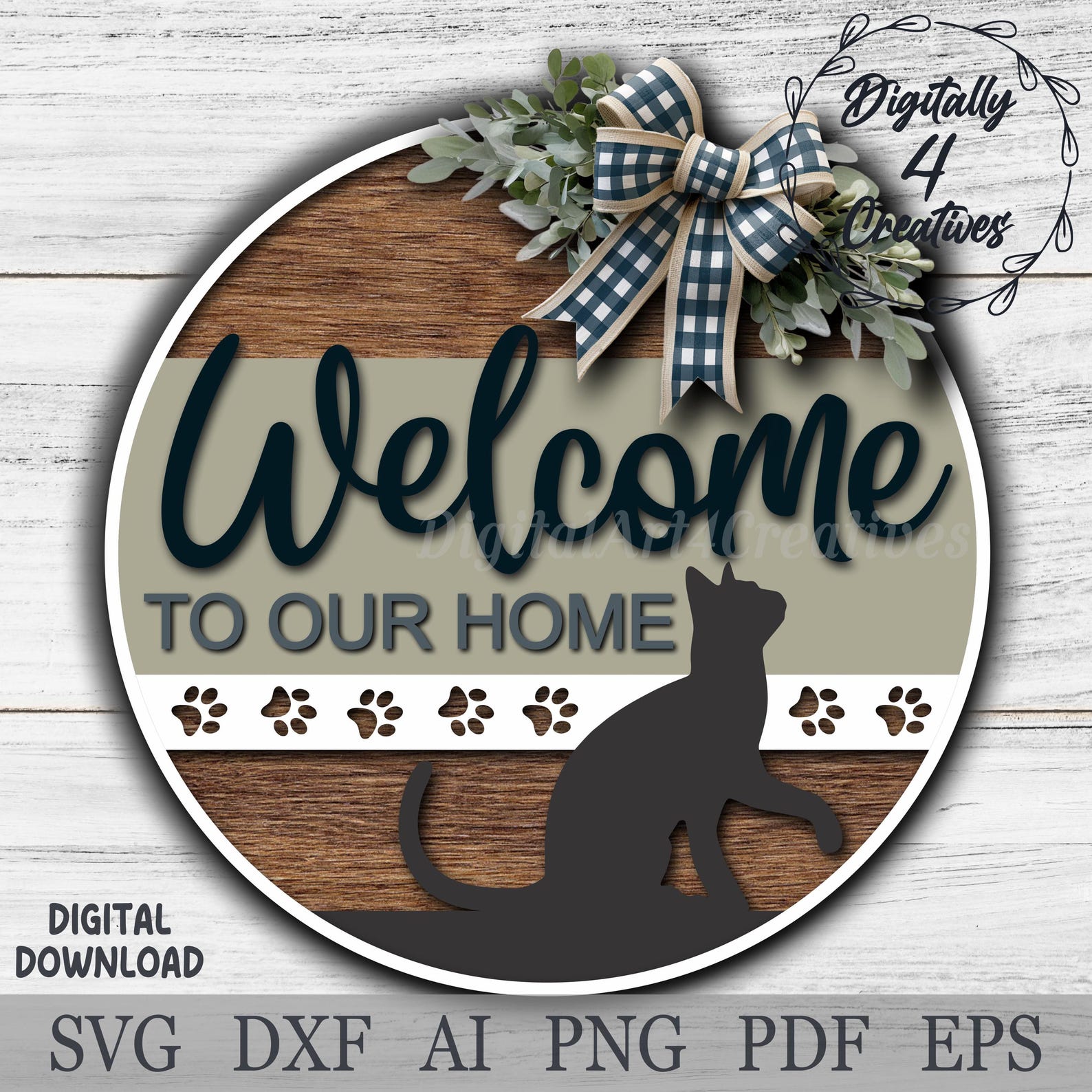 Welcome to Our Home Sign With Cat Paw Print Design | Laser Cut File SVG ...