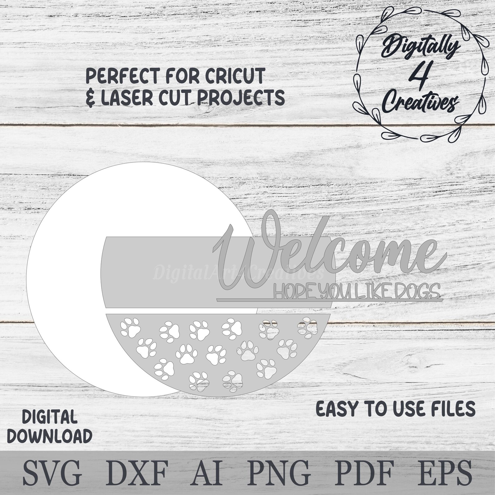 Dog Paw Print Welcome Sign Hope | Laser Cut File SVG Template | DXF ...