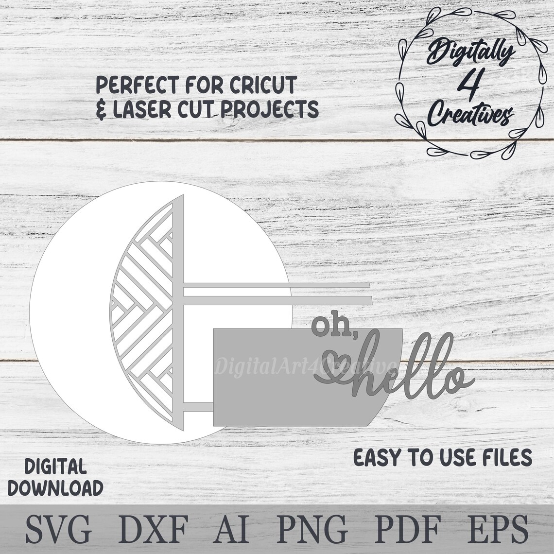Boho Oh Hello Welcome Sign | Laser Cut File | SVG DXF Template ...